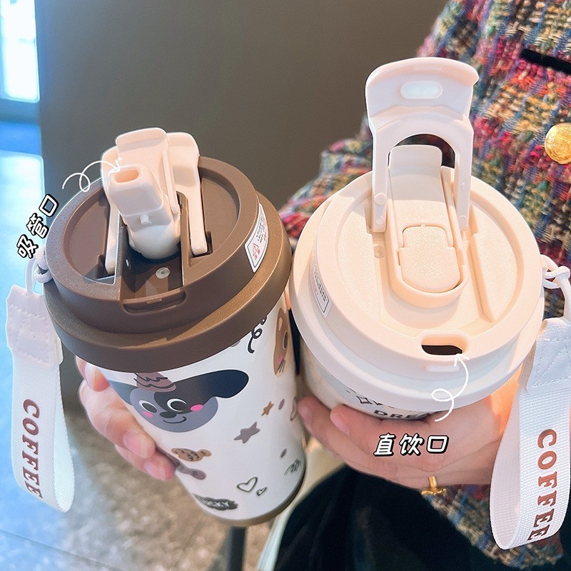 FS แก้วน้ำ 530ml สแตนเลส316 แถมสายห้อย แก้วเก็บอุณหภูมิ แก้วเก็บความร้อน/ความเย็น ลายการ์ตูน ...