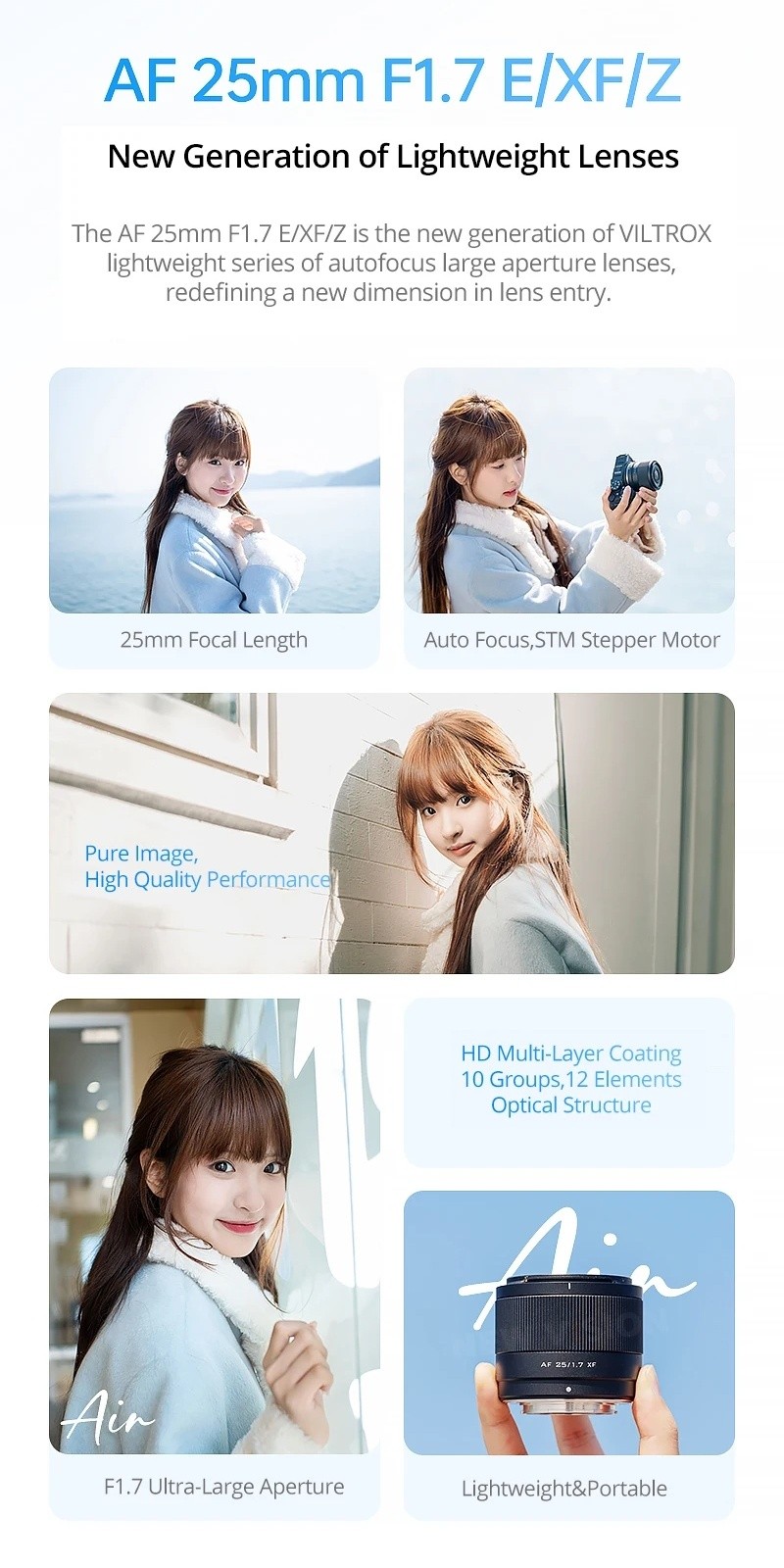 Viltrox 25mm f1.7 Air APS-C AF Auto Focus รูรับแสงขนาดใหญ่ Prime Mirrorless กล้องเลนส์สําหรับ ...