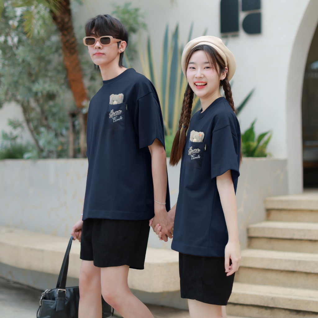 ♞MUUNIQUE T-Shirt Oversize รุ่น Pocket 3D ANIMUU AND FRIENDS KJG ...