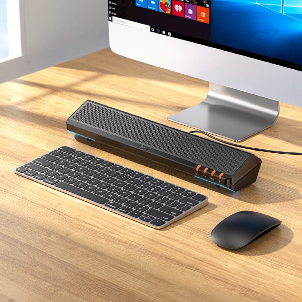 ลำโพงคอมพิวเตอร์ Bluetooth 5.4 HOCO BS66 ระบบเสียงคุณภาพดี กระพริบตามจังหวะเพลง เชื่อมต่อได้ 2 ...