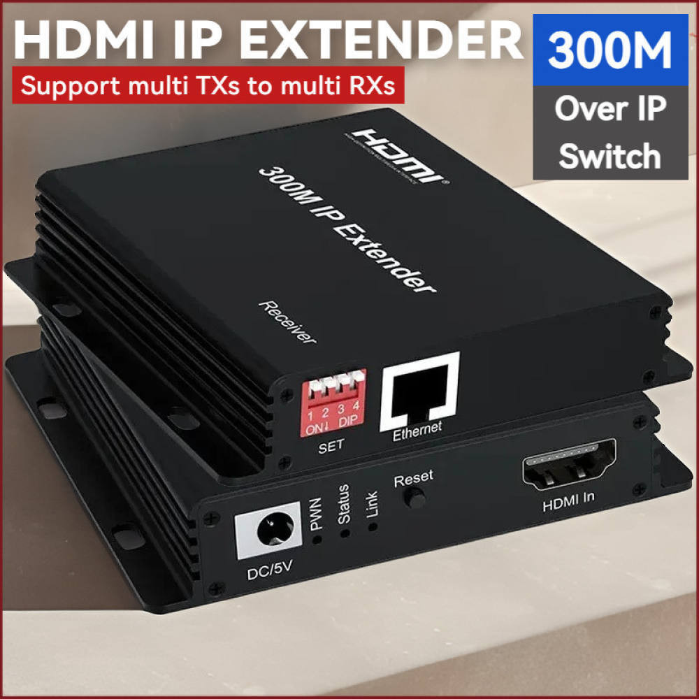 300M HDMI Extender กว่า IP Switch ผ่าน Cate6 สาย Video Support TX ถึงหลาย RX ผ่านสวิตช์เครือข่าย ...
