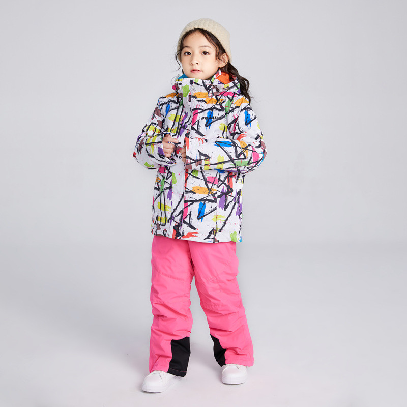 Searipe Xueyipai Winter's Ski Suit Suit Boys and Girls Outdoor กันลมกัน ...