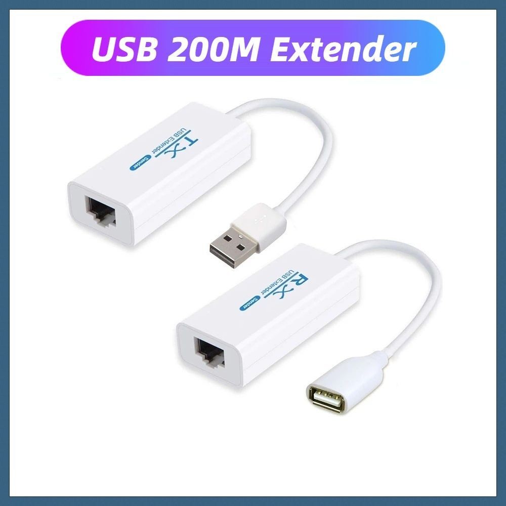 USB 200M Extender Over RJ45 Ethernet สาย USB2.0 Converter อะแดปเตอร์ TX ...