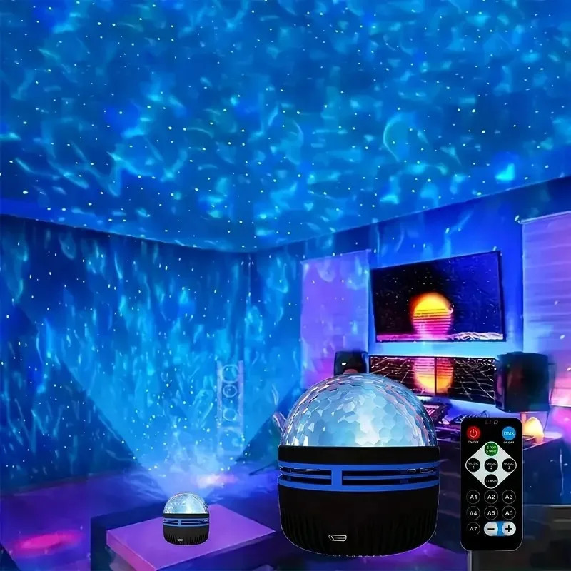 Galaxy โปรเจคเตอร์ Aurora RGB 5V ไฟกลางคืนหมุนอัตโนมัติเสียงเปิดใช้งาน ...