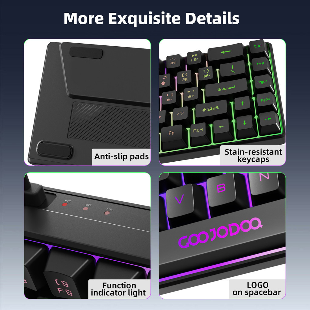 GOOJODOQ Wired Mechanical Keyboard 68 Key Curved Design RGB ...