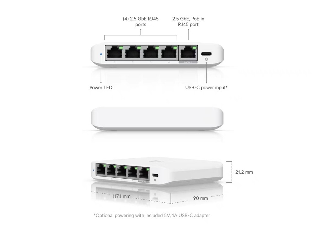 Ubiquiti UBNT USW-Flex-2.5G-5 Ubiquiti Fast 5-Port Desktop Switch ...