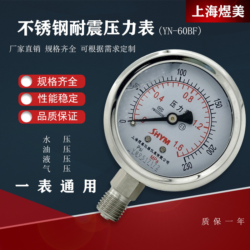 YN60BF Filled Glycerin ซิลิโคนน้ํามันทนอุณหภูมิสูงนิ้วด้าย 2 จุดสแตนเลสทนความดัน Ga | Shopee ...