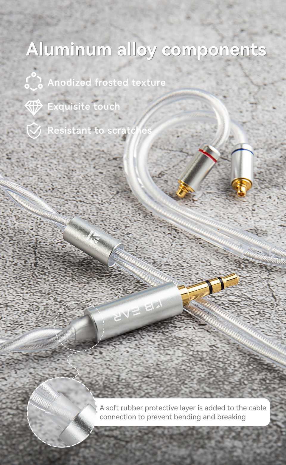 KBEAR Glint 5N OFC Silver-plated อัพเกรดสาย Litz โครงสร้างเชื่อมต่อหูฟังสําหรับ KB02 KS1 DC01 ...