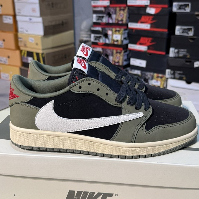 ♞,♘,♙รองเท้าผ้าใบ T Travis Scott x Air Jordan AJ1 Low OG SP TS Joint ...