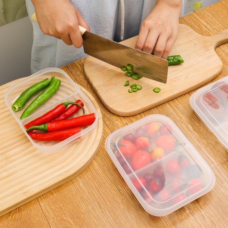 [3-5 วันมาถึง]1/2/4 ชิ้น FreshKeep ถังเก็บตู้เย็นแบบใส | ภาชนะวางซ้อนกันได้สองชั้นพร้อมฝาปิด ...