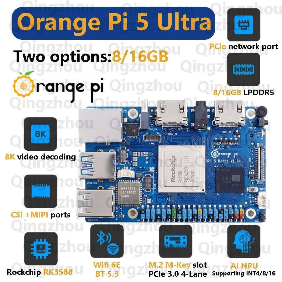 VN Orange Pi 5 Ultra 8/16GB PDDR5 Ram RK3588 Rockchip WIFI 6E + BT5.3 บอร์ดพัฒนาพร้อมพอร์ต HDMI ...