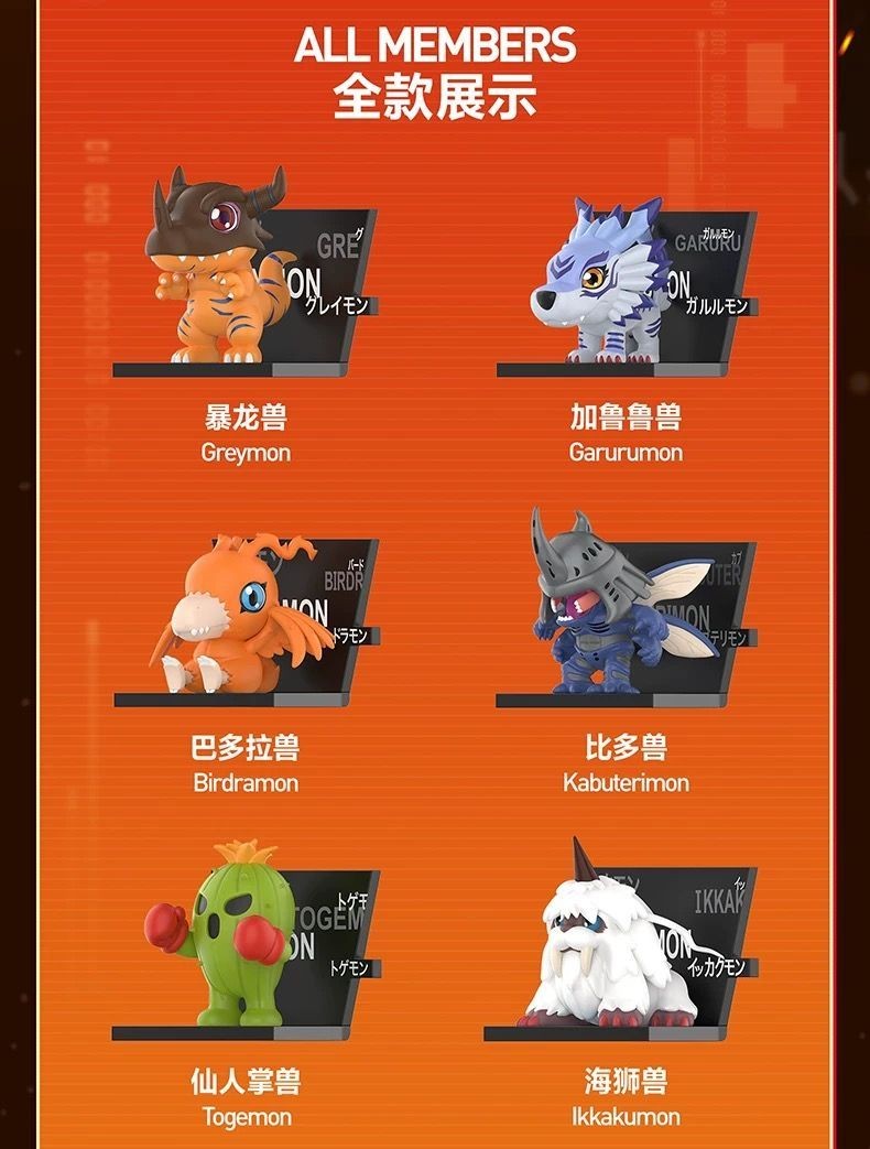 POPMART-Digimon สติกเกอร์ตู้เย็นซีรีส์รูปกล่องตาบอดของเล่นตกแต่ง ...