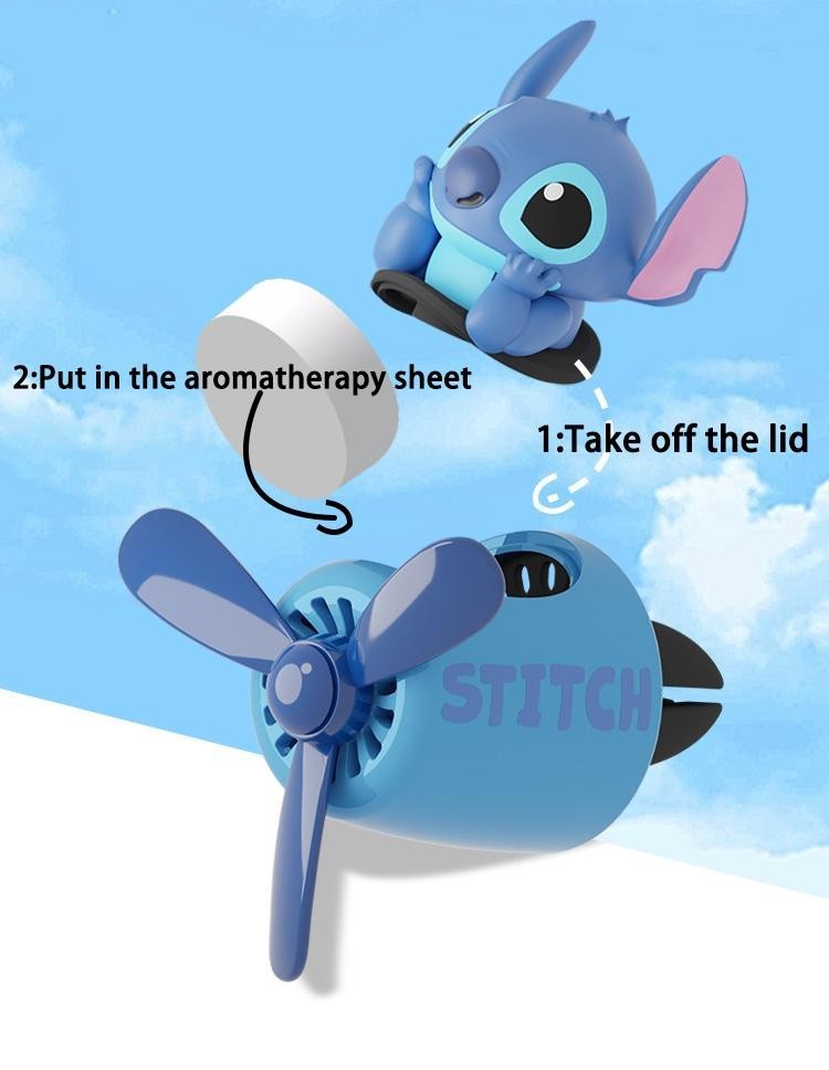 Cute Stitch Car Air Fresher - Cartoon Pilot Car Diffuser,ใบพัดหมุนรถซ็ ...