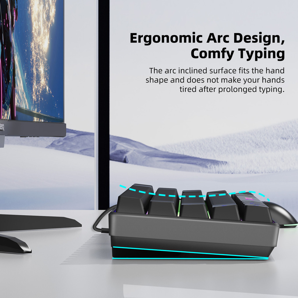 GOOJODOQ Wired Mechanical Keyboard 68 Key Curved Design RGB ...