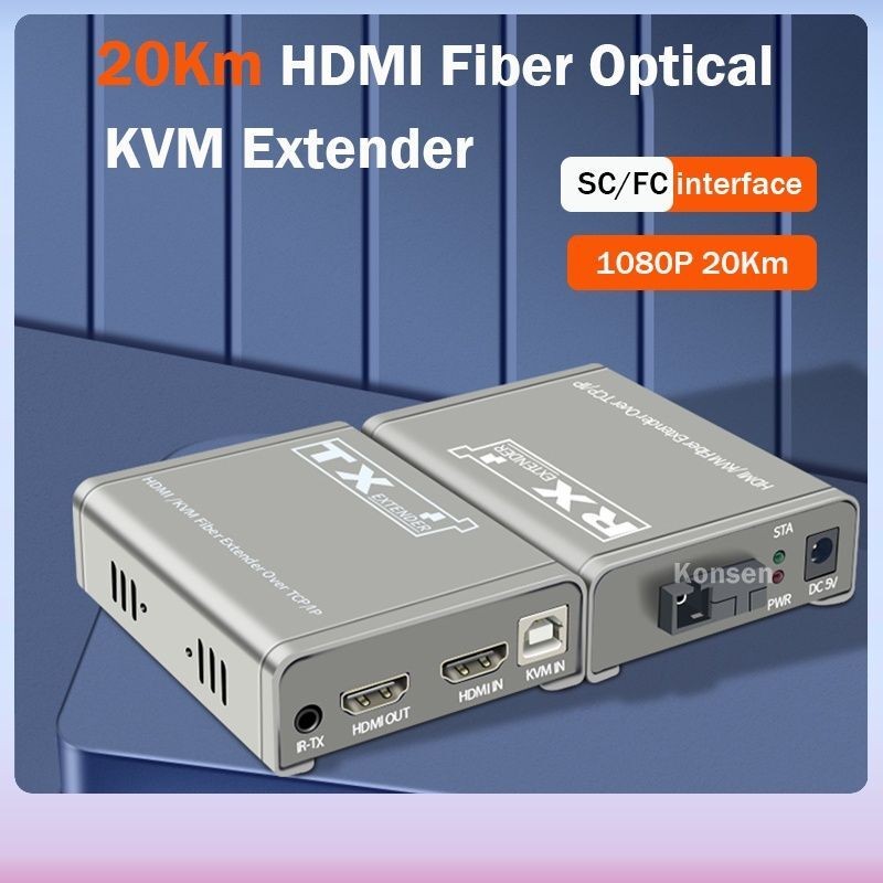 20Km HDMI KVM Fiber Extender HDMI พร้อมพอร์ต USB2.0 กว่าพอร์ต SCFC ...