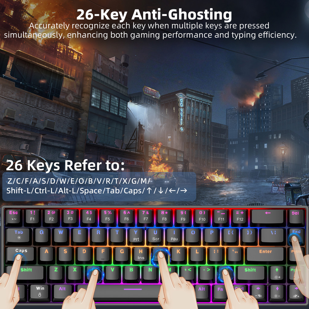 GOOJODOQ Wired 68 Key Mechanical Keyboard 3 Kinds of Mechanical ...
