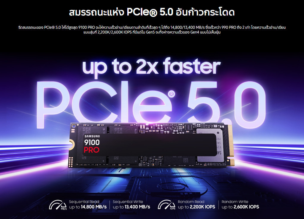 SAMSUNG 9100 PRO SSD M.2 ความจุ 1TB 14,800 / 13,400 MB/s : Warranty 5Y - MZ-VAP1T0BW | Shopee ...