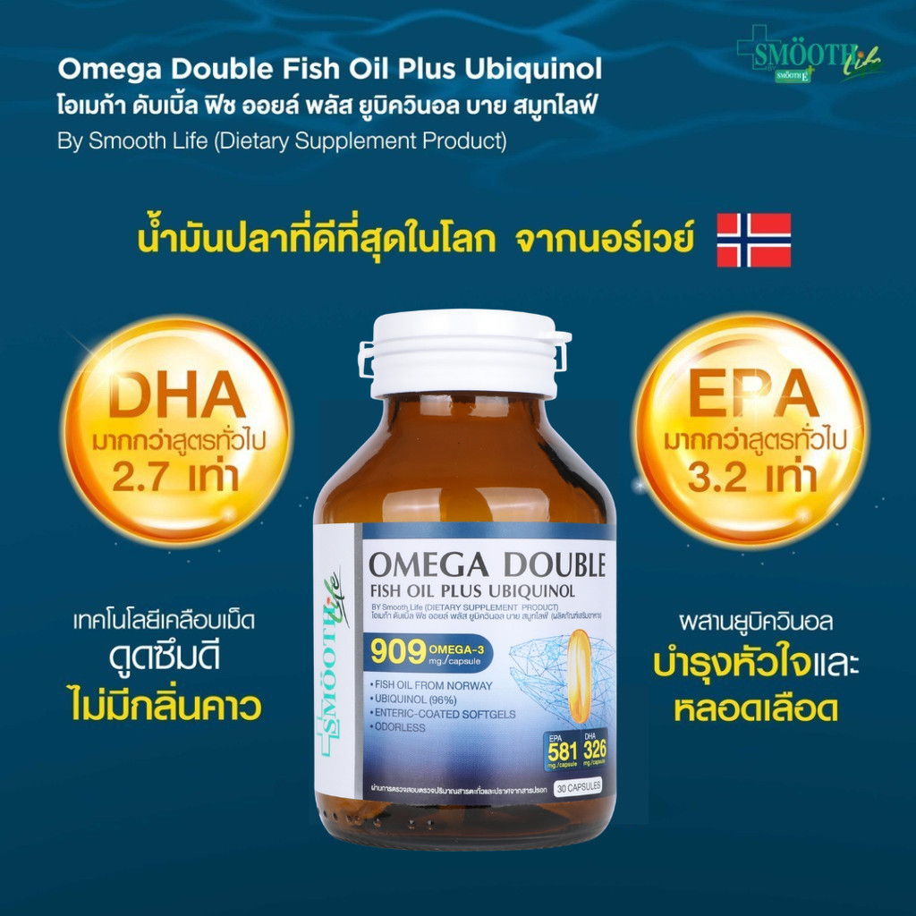 [ใหม่!] Smooth Life Omega Double Fish Oil Plus Ubiquinol 30 S’ บำรุง ...