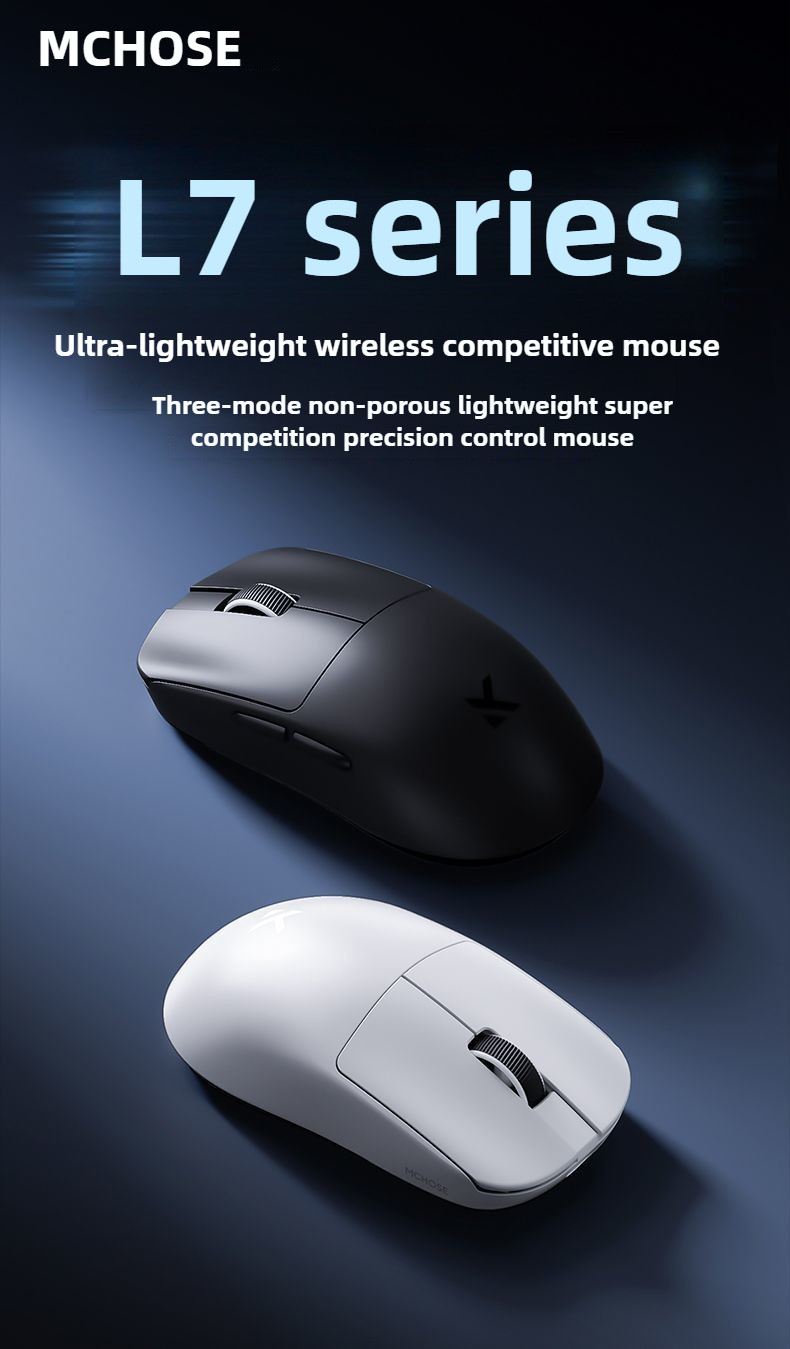 MCHOSE L7 Pro Esports Small Mouse Wireless 3 Modes Dual 8K PAW3395 Lightweight 39g for Gaming ...