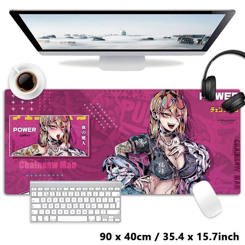 900x400 Chainsaw Man Power แผ่นรองเมาส์แผ่นรองเม้าส์สําหรับเล่นเกม XXL ...