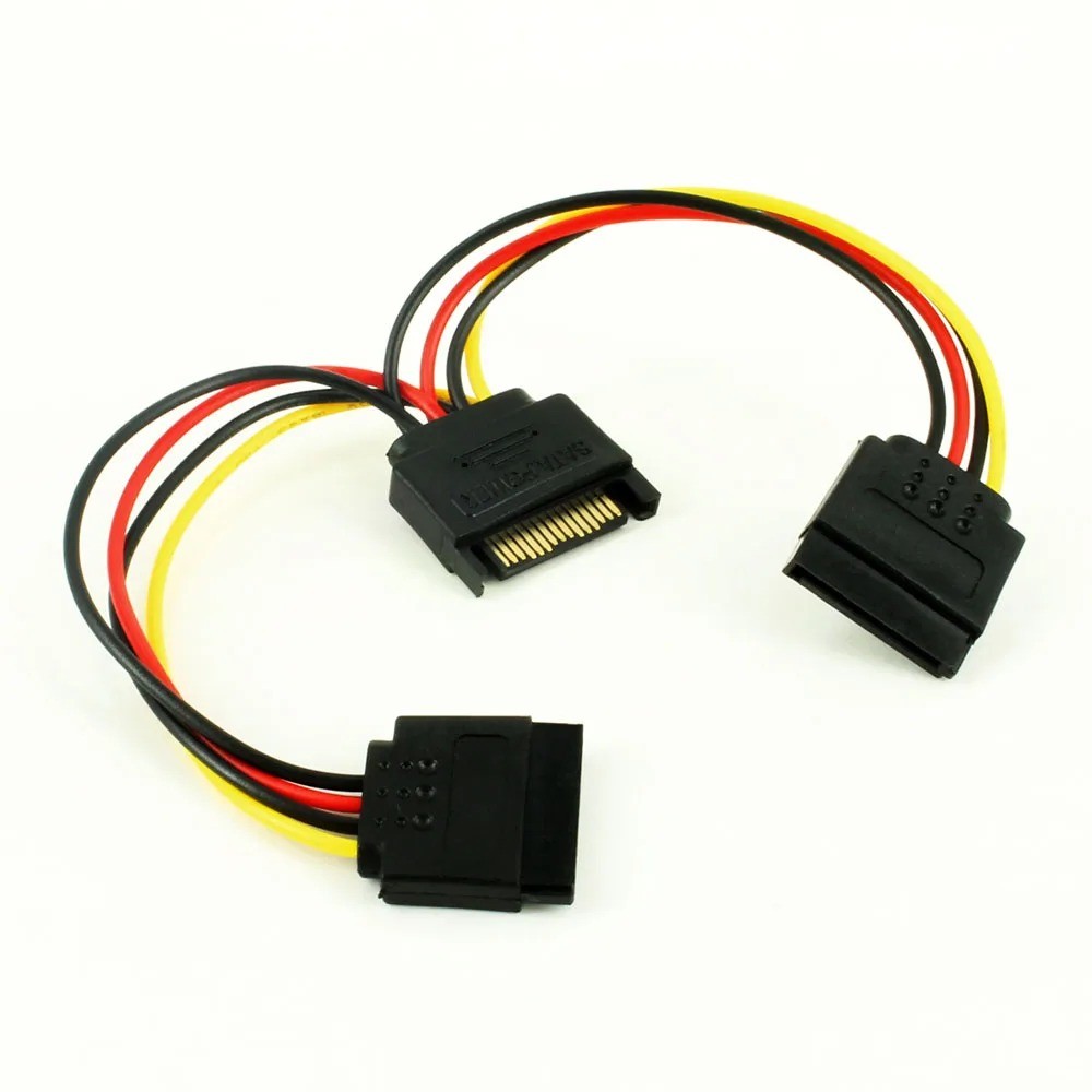 Dual SATA Power Splitter Cable - 15Pin Male to 2x Female Y Adapter for ...