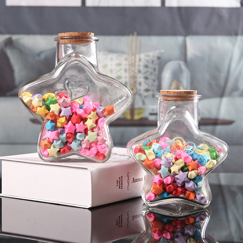 ขวดโหลแก้วรูปดาว พร้อมฝาไม้ โหลใส่กระดาษพับดาว #W-0030 | Shopee Thailand