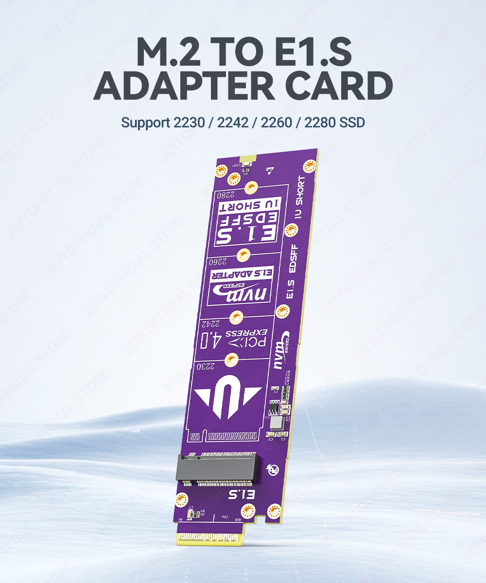 JEYI M.2 NVMe to EDSFF E1.S Adapter - แปลงการ์ด PCIe 4.0x4 (64Gbps ...