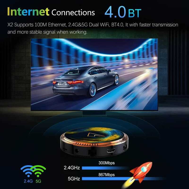 กล่องสมาร์ททีวี ☢ VONTAR X2 Amlogic S905w2 Android 11 4G 64Gb รองรับ Av1 Wifi BT TVBOX เครื่องเ ...