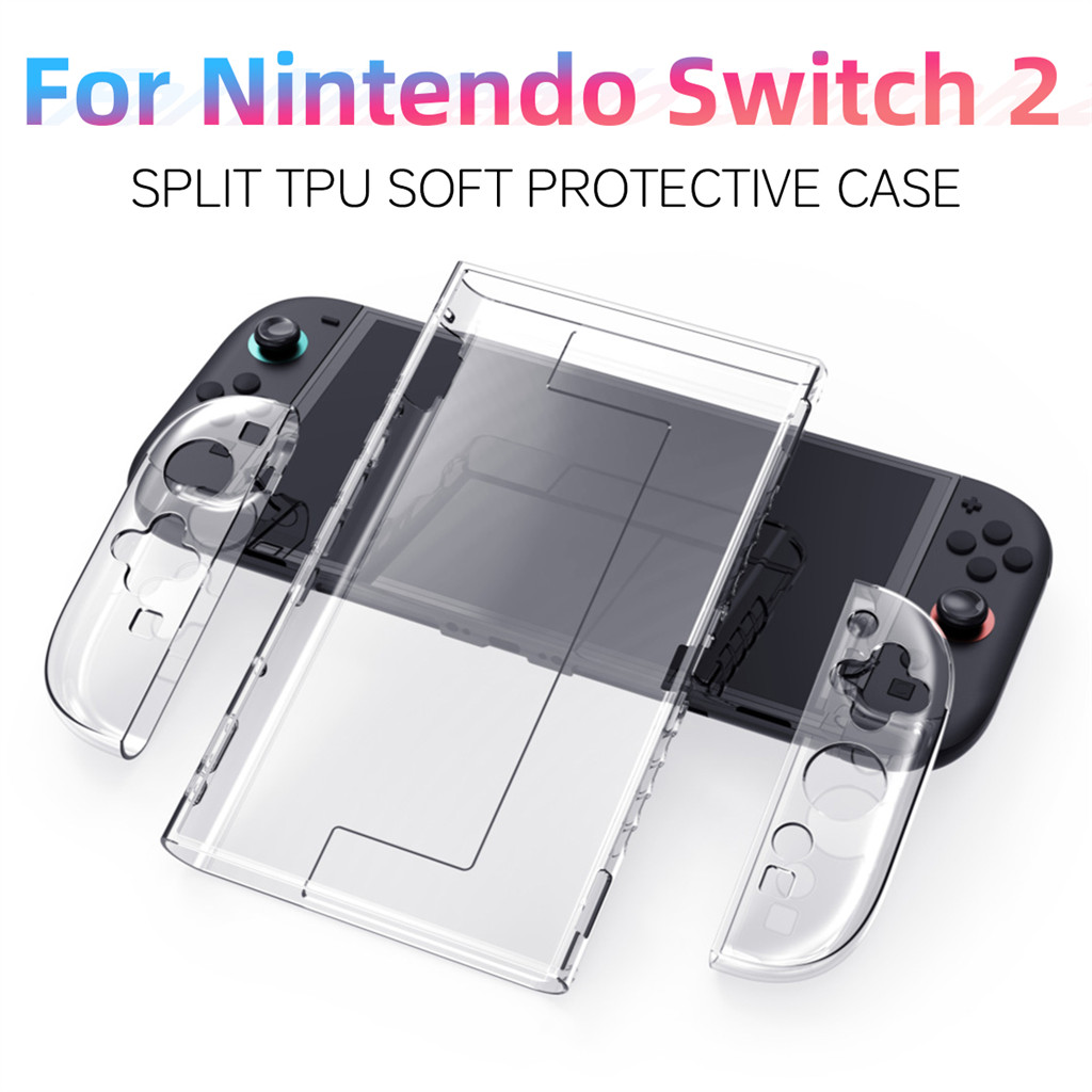 TPU Soft Case Joycon เปลือกป้องกันสําหรับ Nintendo Switch 2 คอนโซล NS Joy-con คริสตัลโปร่งใสกลับ ...