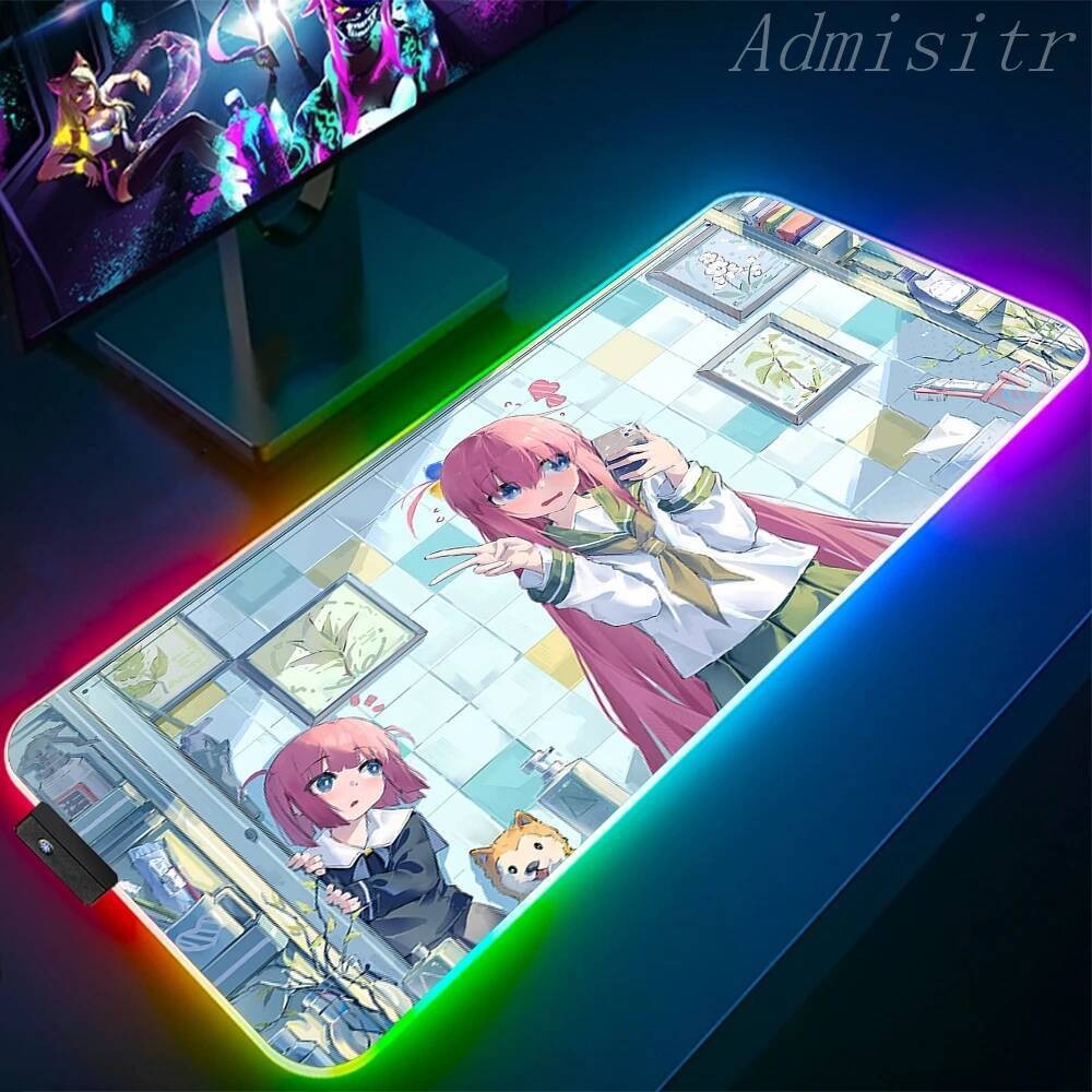 Bocchi The Rock Mouse Pad RGB Pc อุปกรณ์เสริม LED Gaming Mousepad โต๊ะ ...