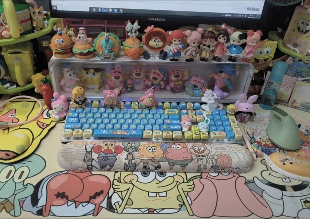 SpongeBob SquarePants Keycap MOA โปรไฟล์ 135 คีย์ PBT Dye Sublimation Blue Round Keycaps ...