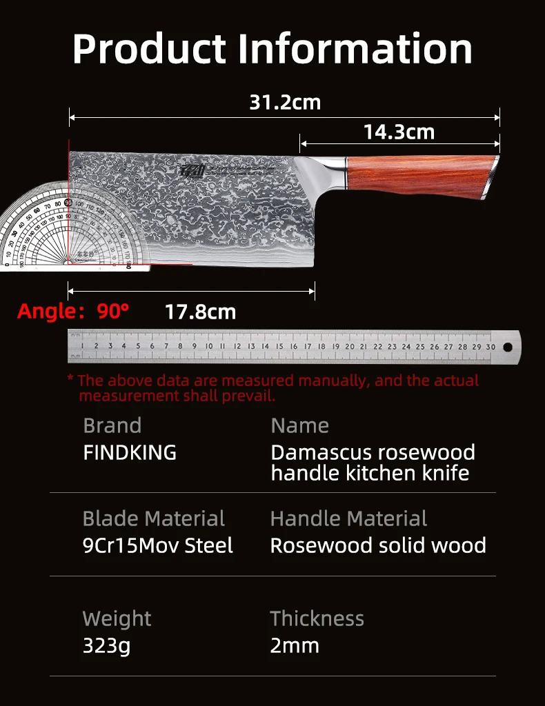 FINDKING Knife 1pcs 67 Layers Damascus Steel Cleaver Knife Santoku Chef Knife Rosewood Solid ...