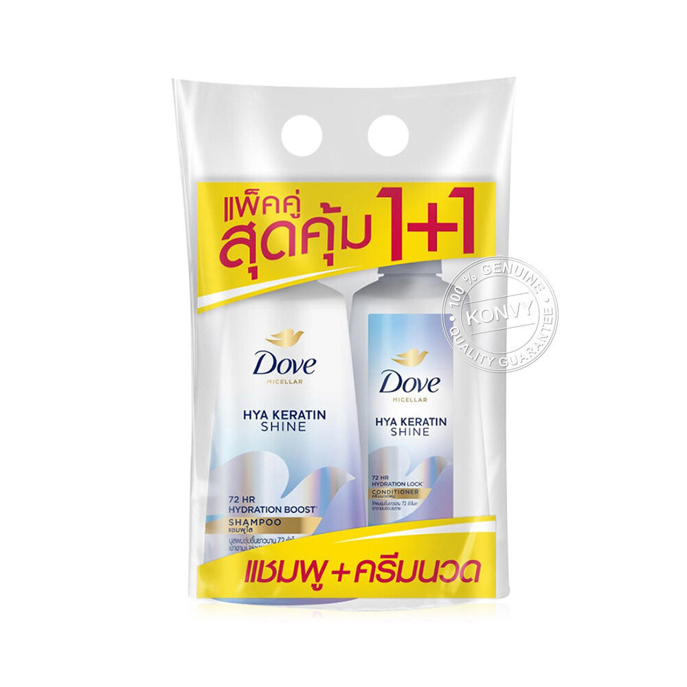 Dove Set 2 Item Hya Keratin Shine Shampoo 350ml + Conditioner 350ml โดฟ ...