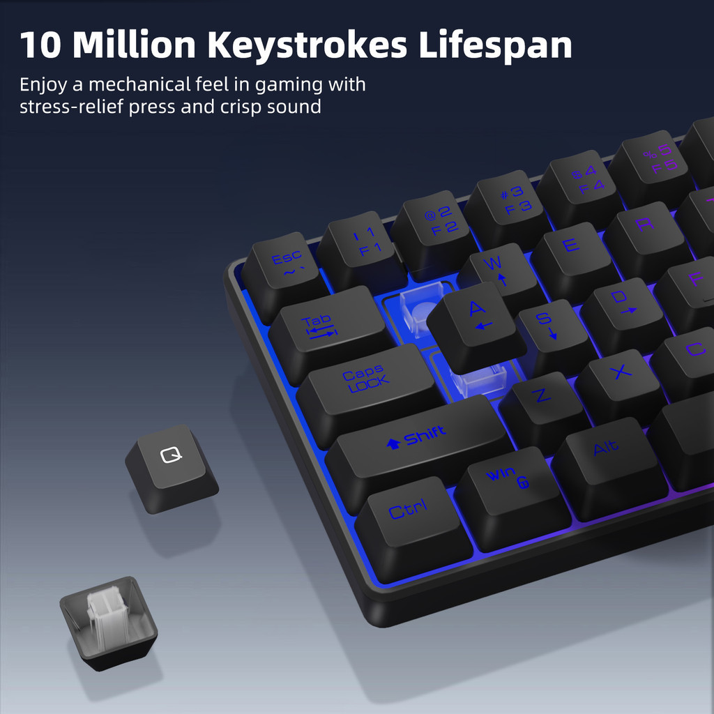 GOOJODOQ Wired Mechanical Keyboard 68 Key Curved Design RGB ...