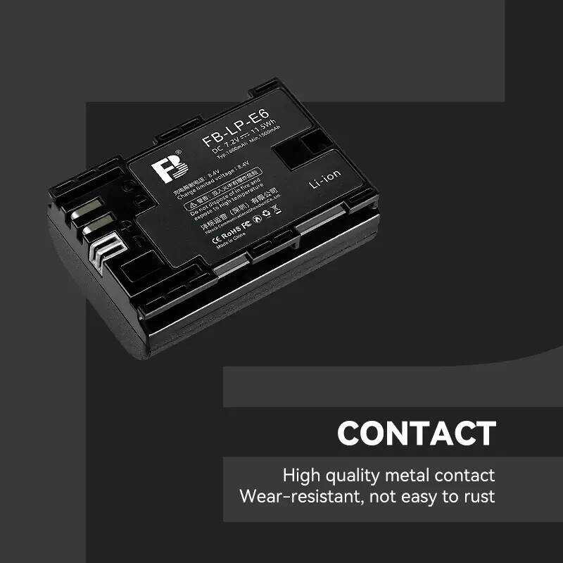 แบตเตอรี่กล้อง Lp-E6 FB 1600Mah พร้อมที่ชาร์จสำหรับ Canon EOS R5 R6 5D4 5D3 60D 70D 80D เครื่ ...