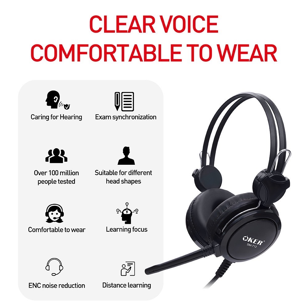 🚀ส่งเร็ว🚀 OKER SM-712 Black Gaming Headphones สีดำ หูฟังโอเคอร์ ครอบหู เล่นเกมส์ ทำงาน ฟังเพลง ...
