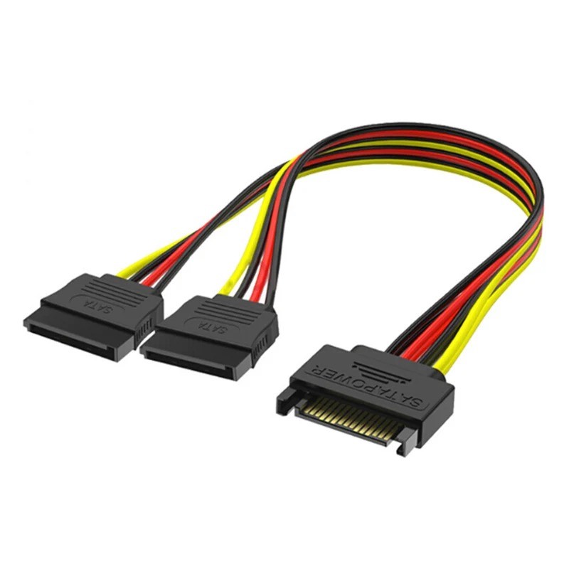 Dual SATA Power Splitter Cable - 15Pin Male to 2x Female Y Adapter for ...