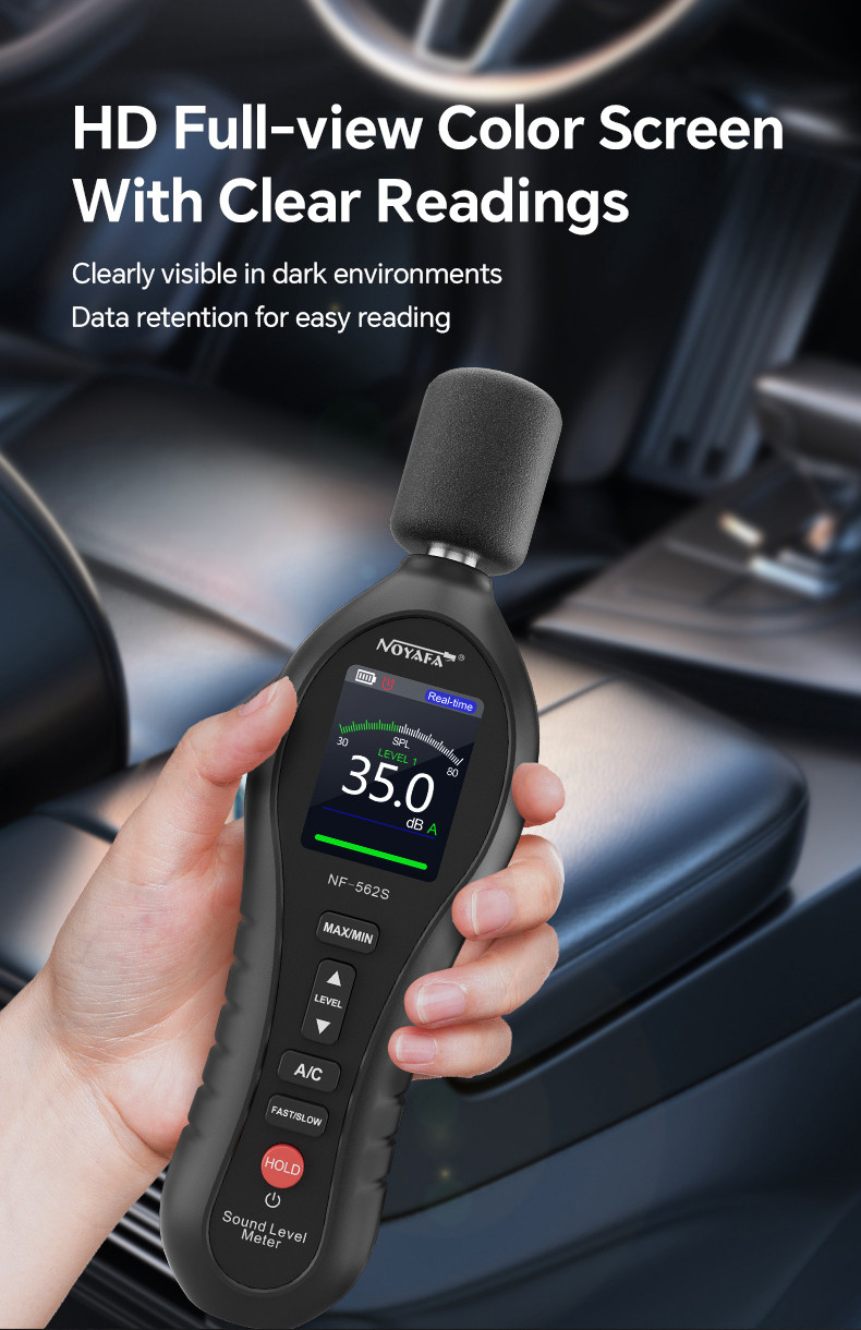 NOYAFA NF-562S เครื่องวัดระดับเสียงดิจิตอลระดับมืออาชีพ 30-130dB Decibels หน้าจอสีความแม่นยําสูง ...