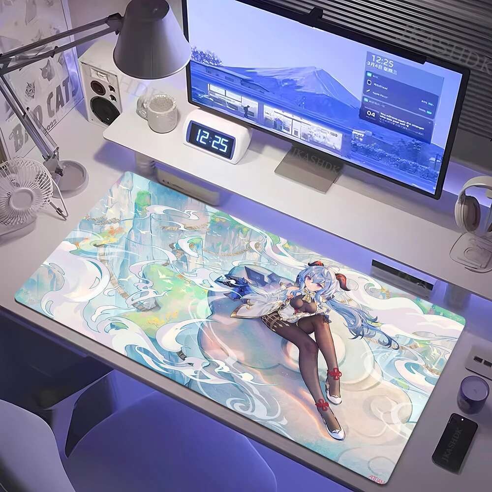 Kawaii แผ่นรองเมาส์คีย์บอร์ด Ganyu Gamer Pc ตู้ Gaming Mat เมาส์ ...