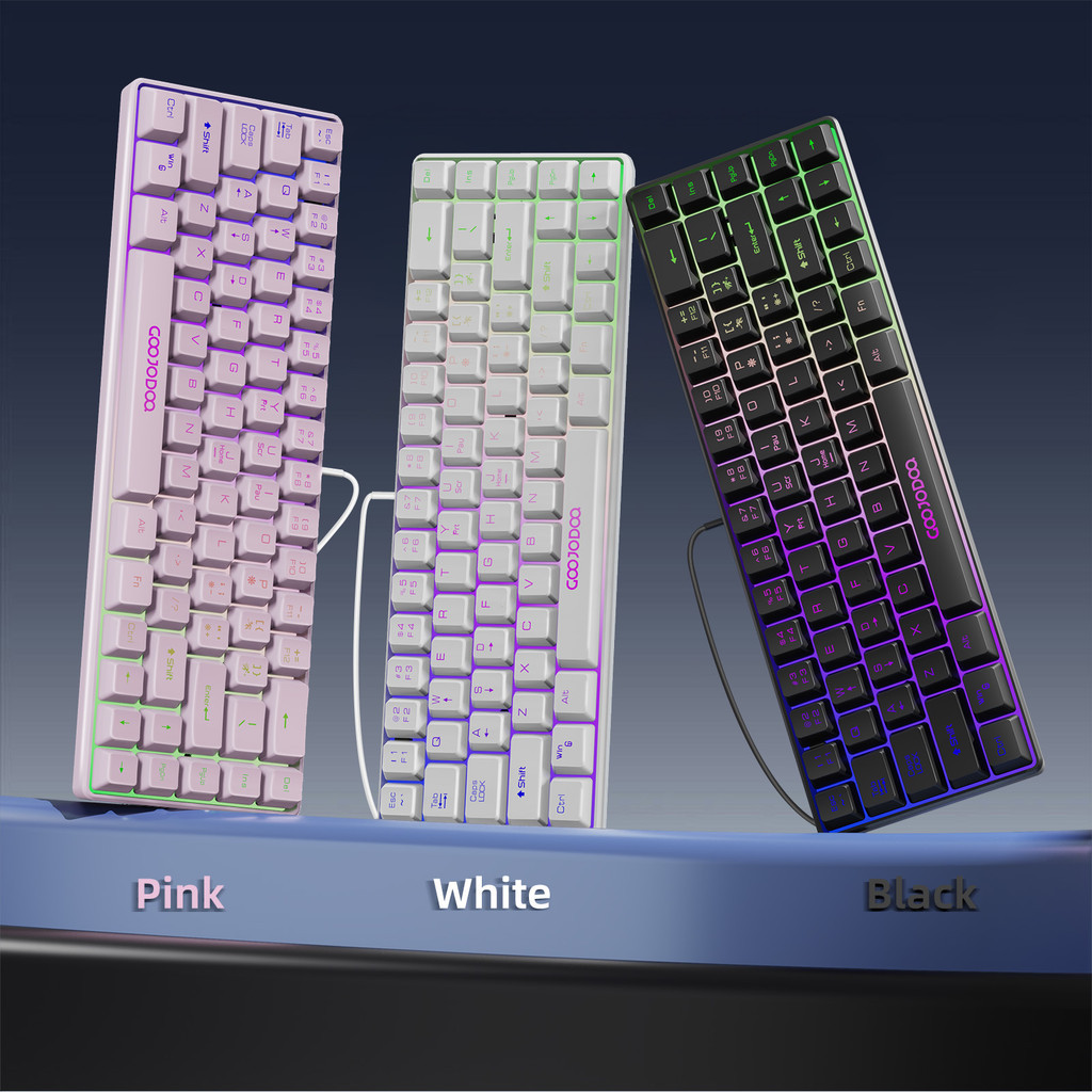 GOOJODOQ Wired Mechanical Keyboard 68 Key Curved Design RGB ...