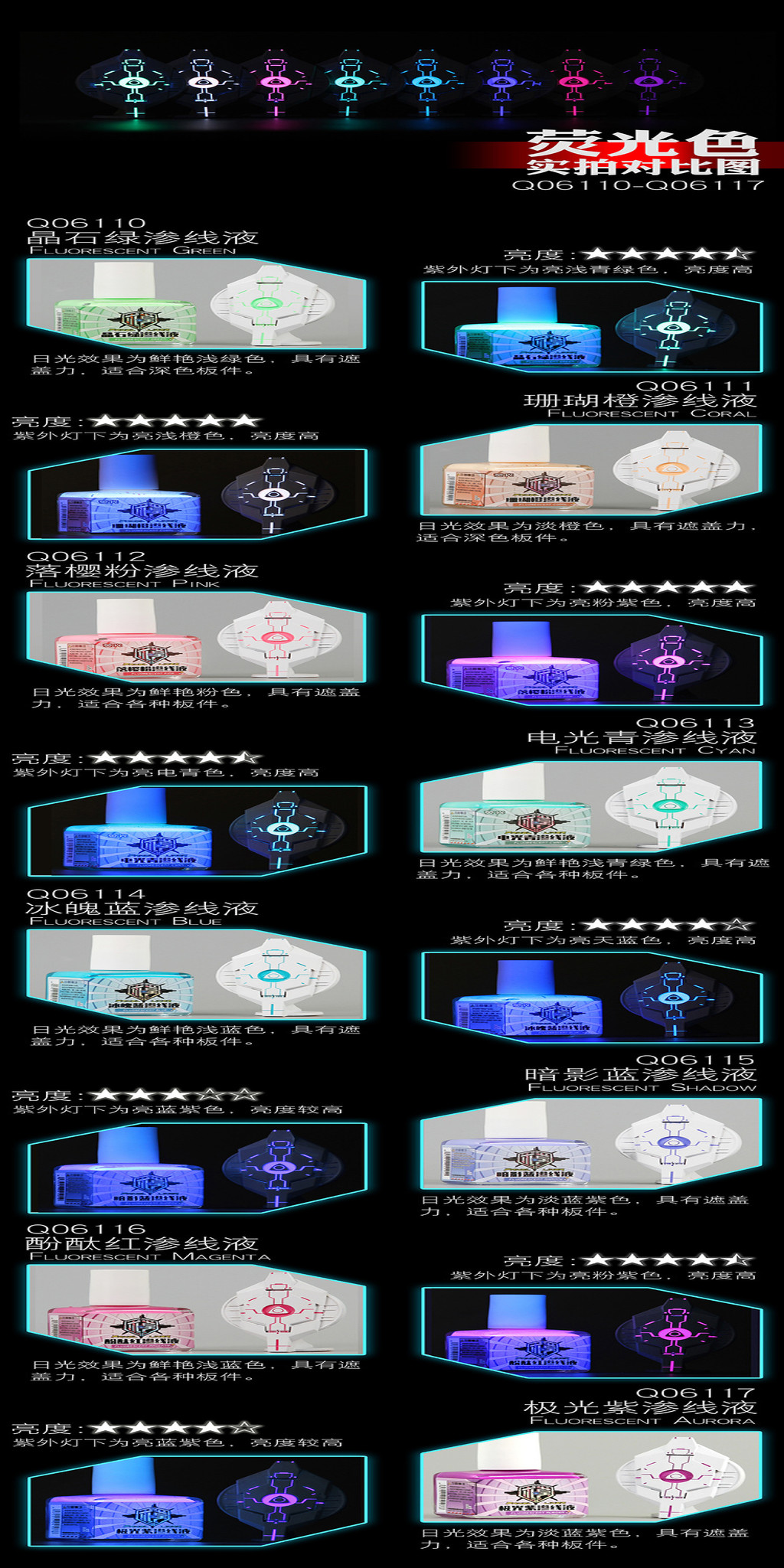 Fluorescent Seepage Liquid สีน้ําสีรูปทหารรุ่น Eye Mecha Body สีม่วง ...
