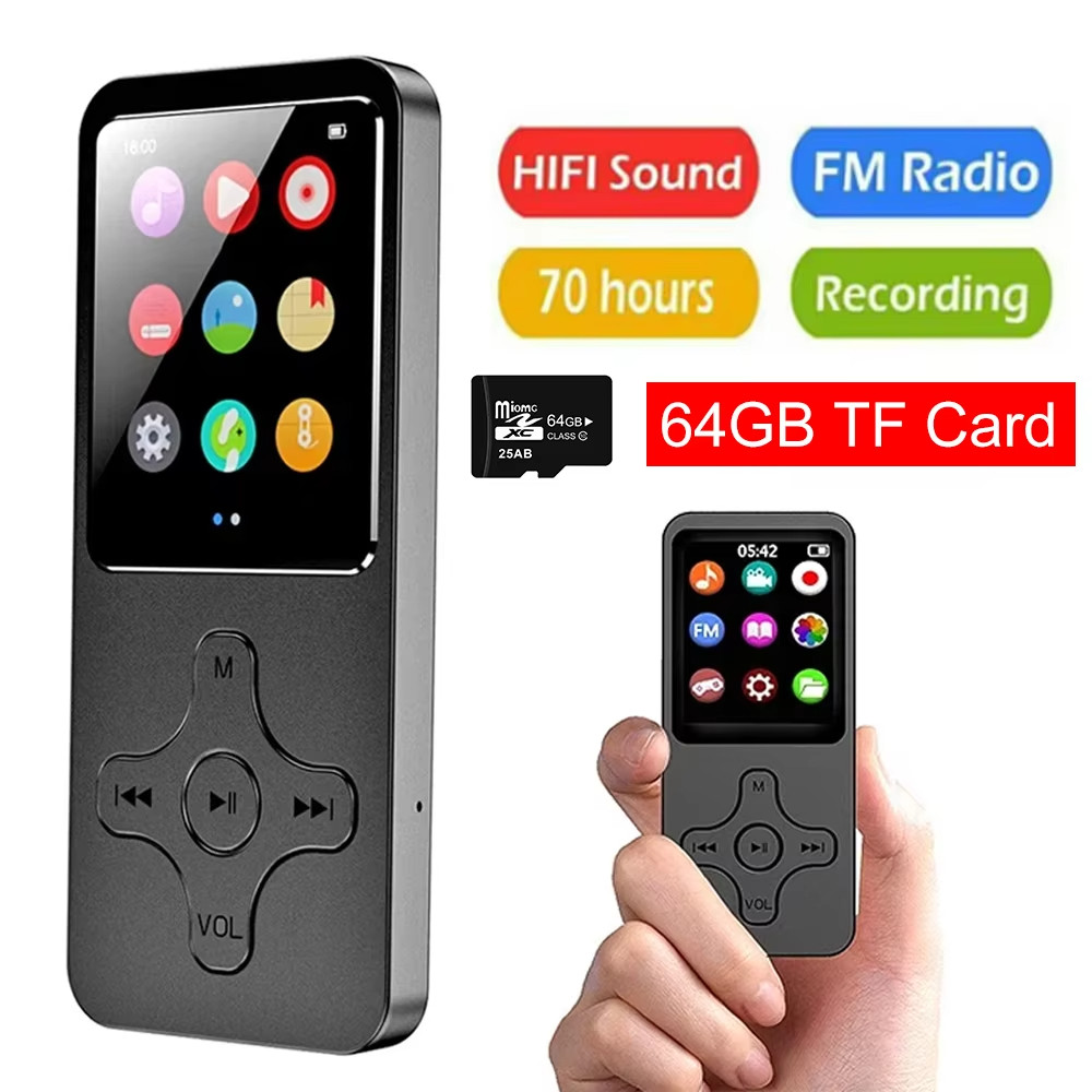 2025 ใหม่ MP3 เครื่องเล่นบลูทูธลําโพง 64GB Mini MP3 เครื่องเล่นเพลง FM ...