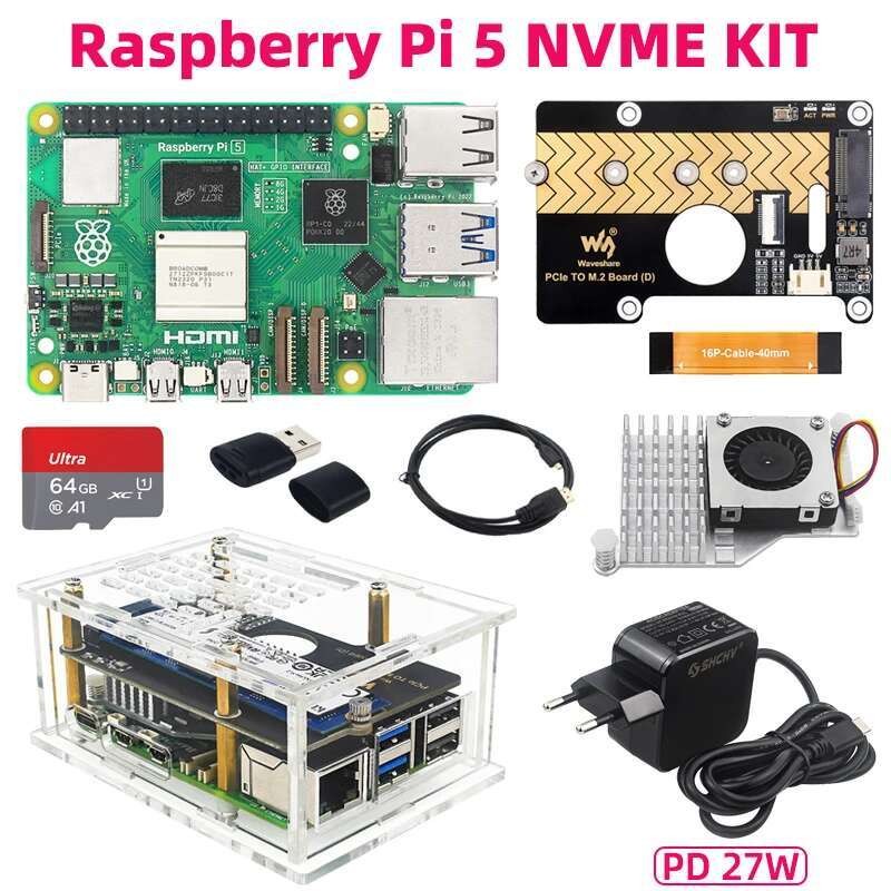 VN Raspberry Pi 5 PCIe ถึง M.2 NVME ชุด 4G 8G 16GB RAM Active Cooler PD ...