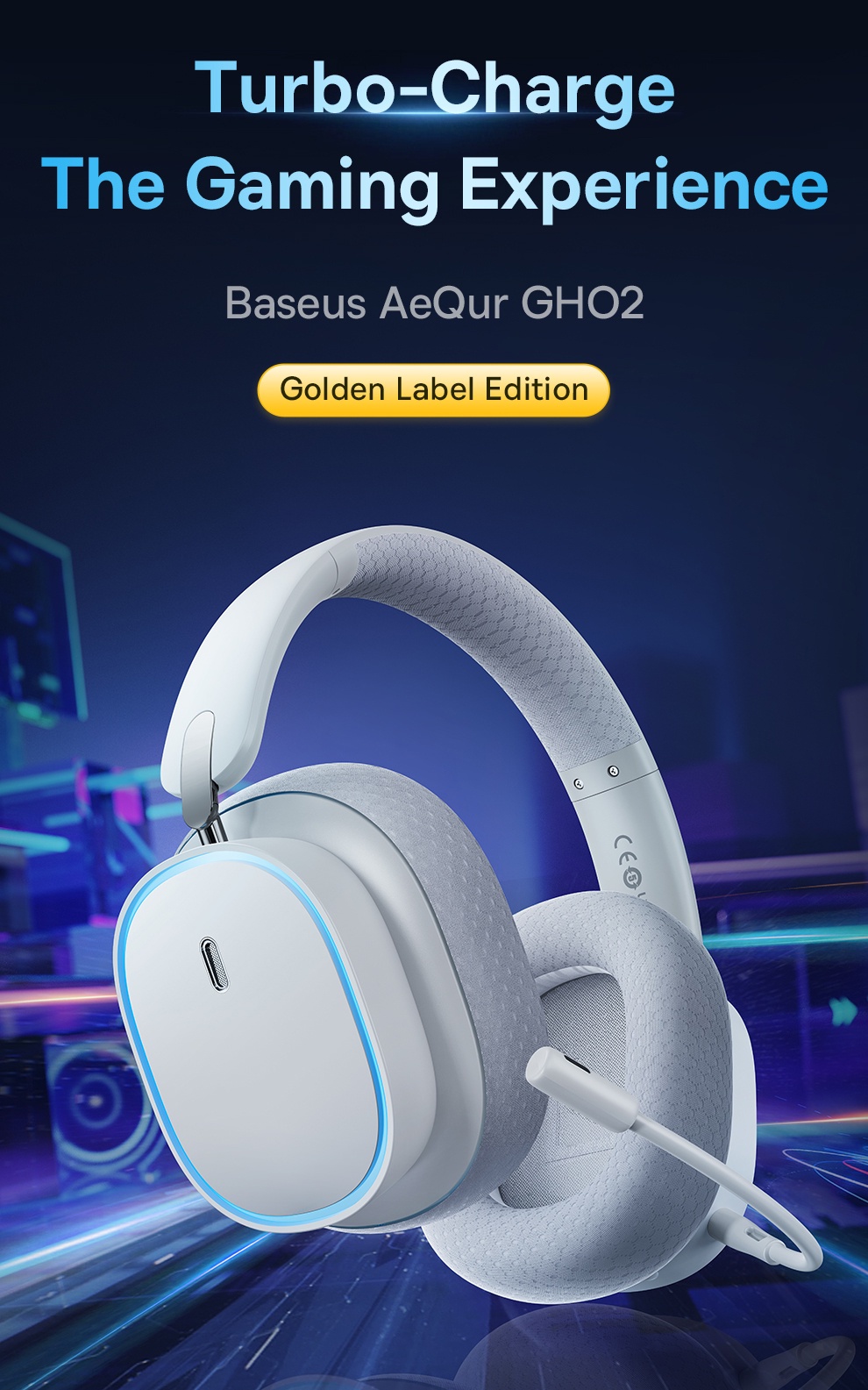 Baseus GH02 หูฟังเกมมิ่งไร้สาย พร้อมไมโครโฟน บลูทูธ 5.3 ไดรเวอร์ 40 มม. ...