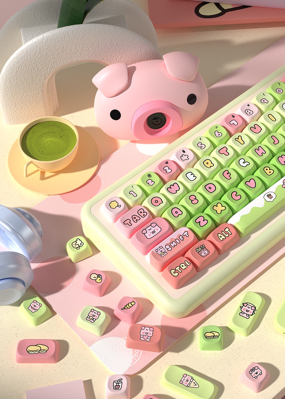 Piggy's Crazy Thursday Theme Keycaps โปรไฟล์ MCA Keycaps น่ารัก Piggy ...
