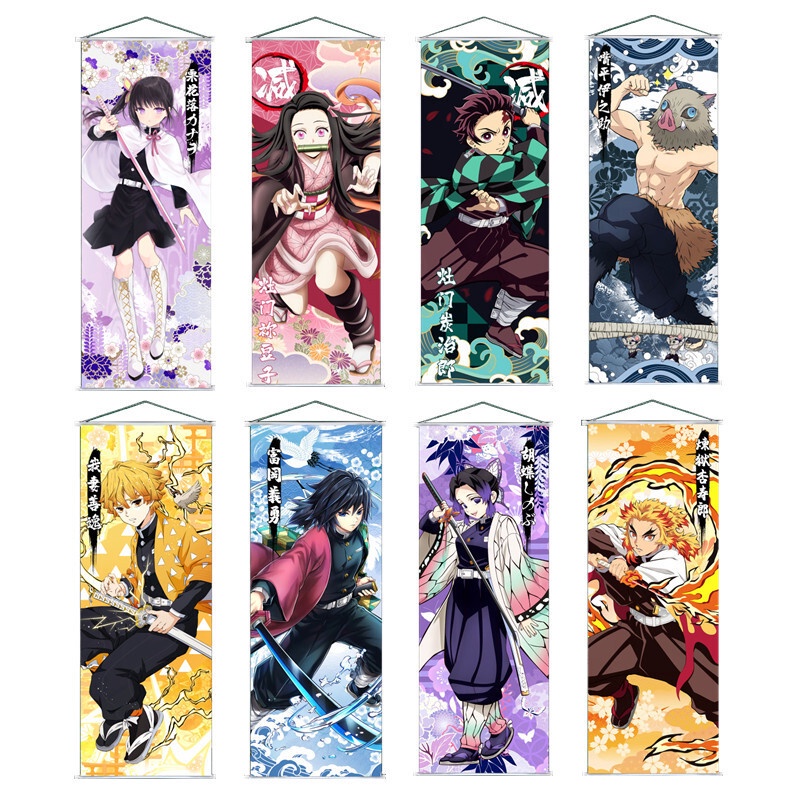 Demon Slayer Scroll ภาพวาดผ้าใบมังงะ Tanjirou Nezuko Giyuu ตกแต่งบ้าน ...
