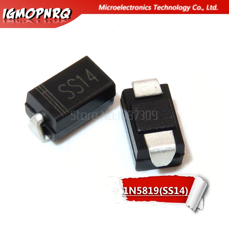 ไดโอด sma 1N5819 SMD ss14 IN5819 1A 40V do-214ac Schottky 100 ชิ้น ...