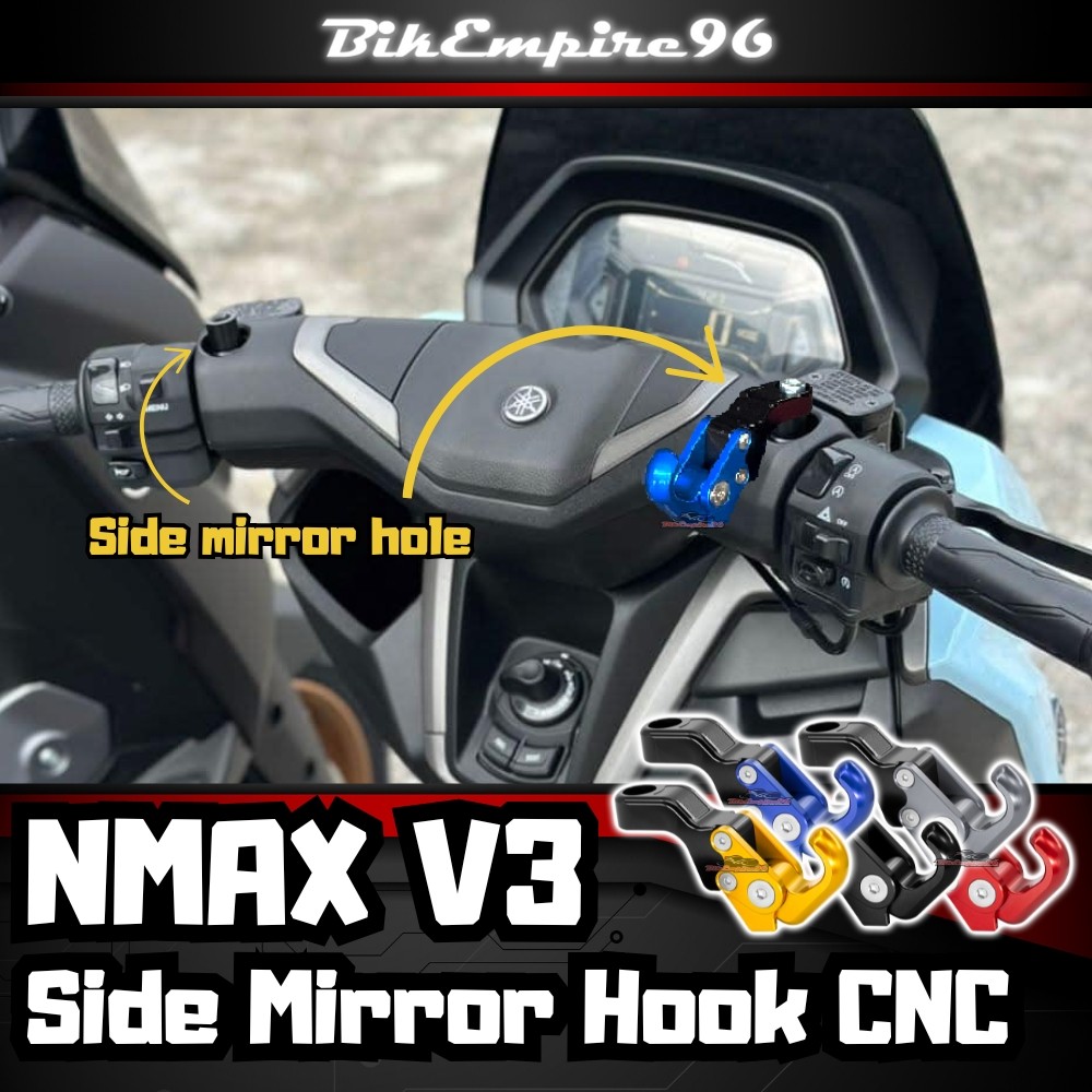 Nmax 155 V3 2025 ตะขอกระจกมองข้าง CNC อะไหล่คุณภาพตะขอกระจกมองข้างพรีเ ...
