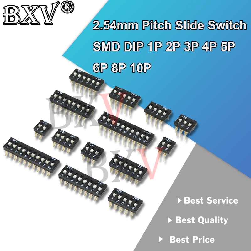 สวิตช์สไลด์ SMD DIP 2.54 มม. 1P 2P 3P 4P 5P 6P 8P 10P สีดํา ชุบทอง 5 ชิ้น | Shopee Thailand