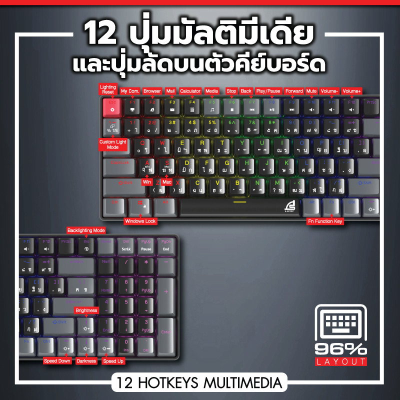SIGNO KB-723 MECHANICAL GAMING KEYBOARD MINI RGB คีย์บอร์ดเกมมิ่ง HOT ...